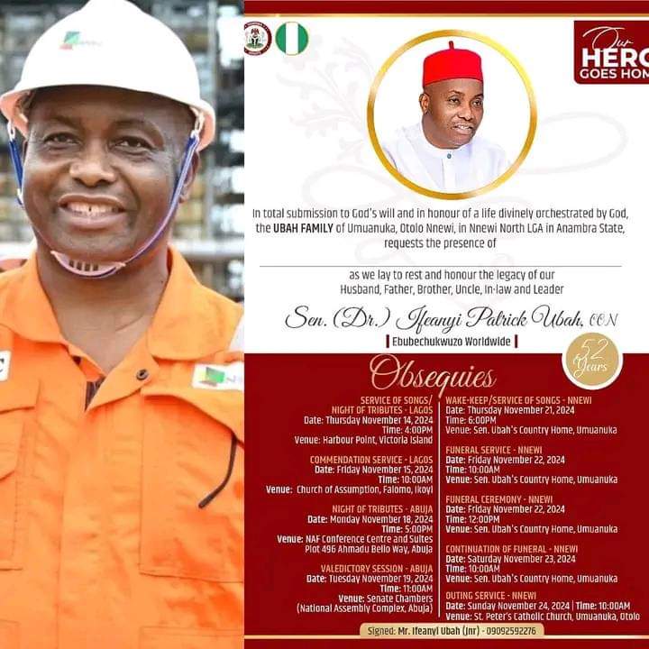 Wake Keep for Late. Senator Patrick Ifeanyi Ubah (Ebubechukwuzo Nnewi ...